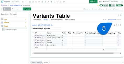 Signals Notebook Fill In A Variations Table Of An Experiment In Signals Revvity Signals