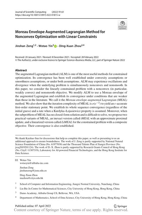 Moreau Envelope Augmented Lagrangian Method For Nonconvex Optimization With Linear Constraints