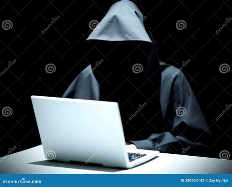 Hacker Typing Laptop Concept Of Cybercrime Cyberattack Dark Web Ai Generated Stock