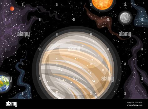 Vector Fantasy Space Chart Astronomical Horizontal Poster With Cartoon