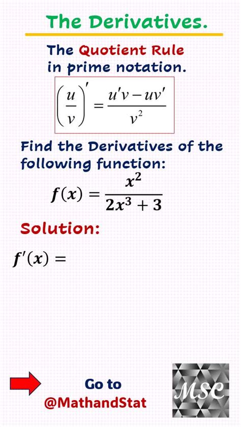 Quotient Rule Derivative Quotient Rule