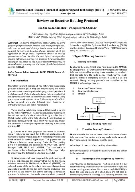 Pdf Review On Reactive Routing Protocol
