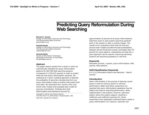 Pdf Predicting Query Reformulation During Web Searching