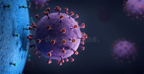 Virus Pathogen Or Virus Particle Interacting With Cell Membrane Stock Illustration