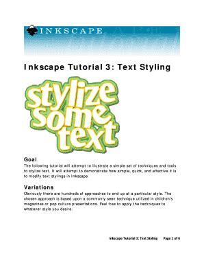 Fillable Online Inkscape Tutorial 3 Text Styling Fax Email Print PdfFiller