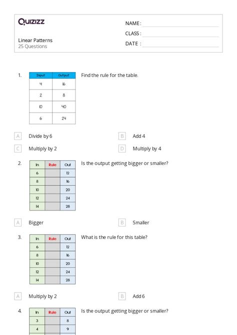 50 Shape Patterns Worksheets For 6th Class On Quizizz Free