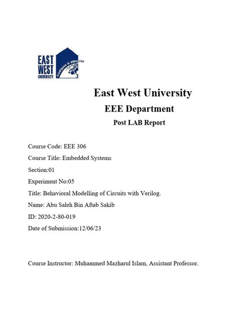 Eee 306 Post Lab 5 Pdf Computing Digital Electronics