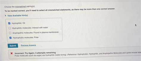 Solved Choose The Mismatched Pairing S To Be Marked