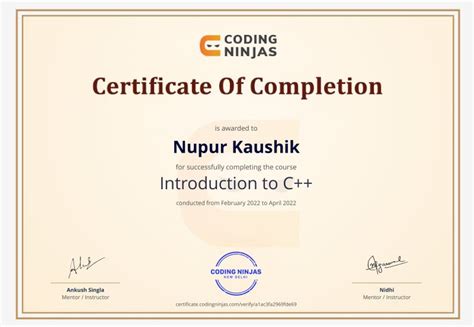 nupur kaushik on linkedin codingninjas cpp programming