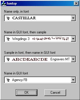 Visual C Example VC Font ComboBox With Sample Text CComboBox VC Source Code