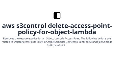 Aws S3control Delete Access Point Policy For Object Lambda Fig
