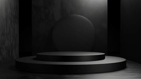 Black Podium Artistic Rendition Black White Round Object Photo Premium Ai Generated Image