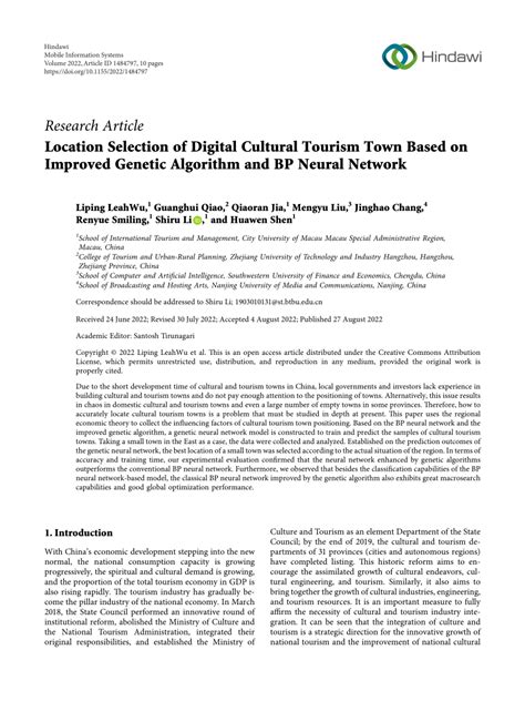 pdf location selection of digital cultural tourism town based on improved genetic algorithm