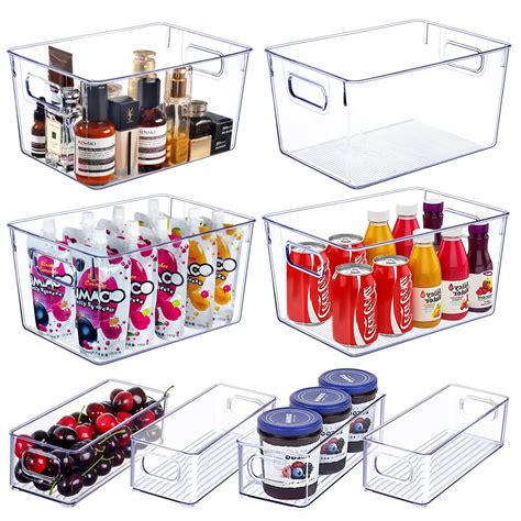 Buy Set Of 8 Clear Plastic Storage Bins 4 Large And 4 Small Stackable Storage Containers For