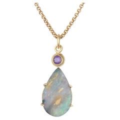 18k Gold Australian Boulder Opal And Diamond Pendant For Sale At 1stdibs
