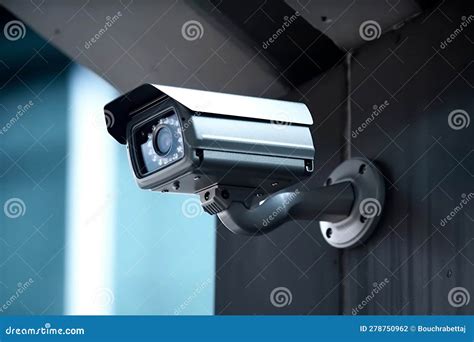 Modern Cctv Surveillance System Installed On A High Rise Building Generative Ai Stock