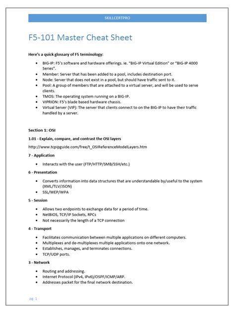 F5 101 Master Cheat Sheet Yo Pdf Transmission Control Protocol