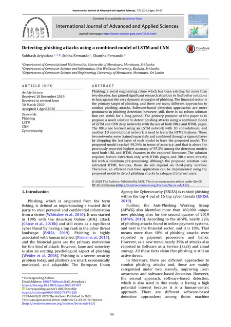 Pdf Detecting Phishing Attacks Using A Combined Model Of Lstm And Cnn