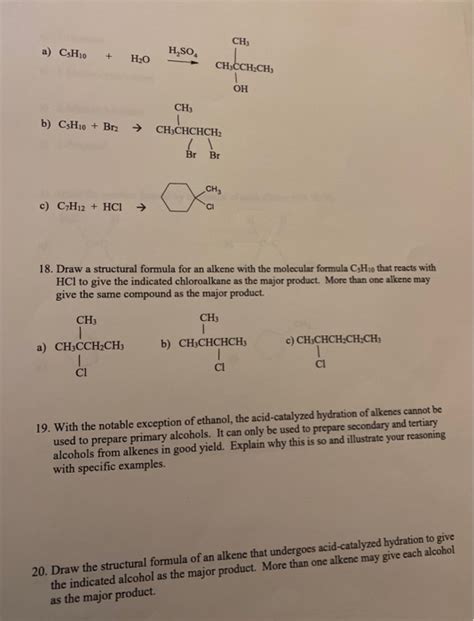 Solved CH A CsH10 H SO HO CHECCH CH OH CH B CsHjo Br2 Chegg Com