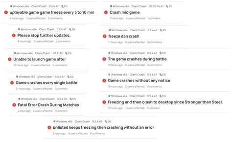 Constant Crashing Issue Still Not Fixed Mess Room Enlisted