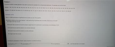 Solved Problem Points A Random Number Generator Was Chegg