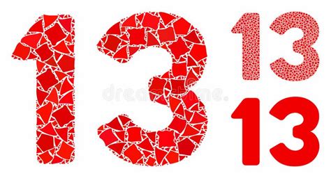 13 number text composition icon of unequal elements stock illustration