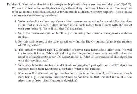 Solved Problem 3 Karatsuba Algorithm For Integer