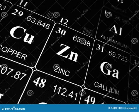 Zinc On The Periodic Table Of Elements Stock Image