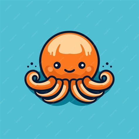 Personagem De Polvo Kawaii Fofo No Estilo De Desenho Animado Plano