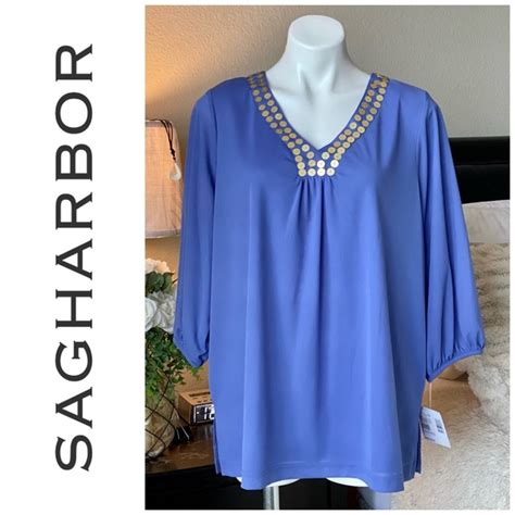 Sag Harbor Tops 325 Sag Harbor Plus Size Gold Beaded Necklace