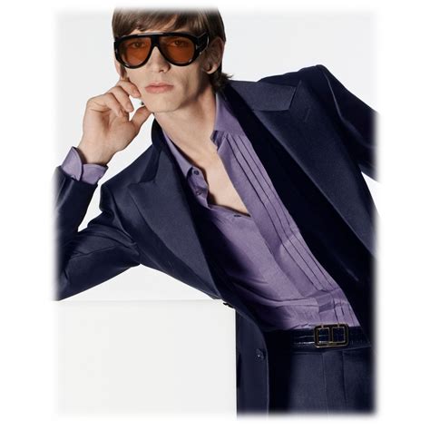 Tom Ford Bronson Sunglasses Pilot Sunglasses Shiny Black Brown