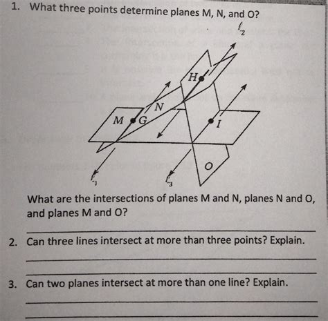 Solved 1 What Three Points Determine Planes M N And O What Are The Intersections Of Planes