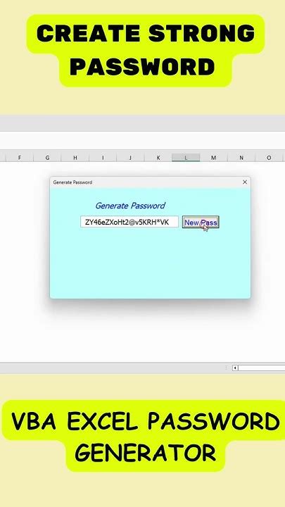 How To Create A Strong Password Using Vba Excel Excel Password Generator Shorts Youtube