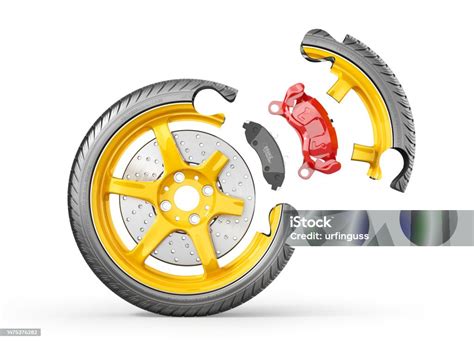 휠 구조 흰색 배경에 고립 된 브레이크가있는 자동차 바퀴 3d 일러스트레이션 0명에 대한 스톡 사진 및 기타 이미지 0명 3차원 형태 가장자리 Istock