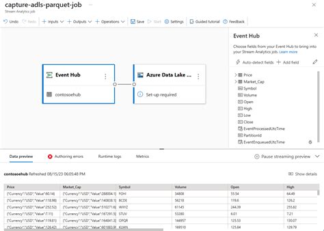 Event Hubs To Azure Data Lake In Parquet Format Azure Stream Analytics Microsoft Learn