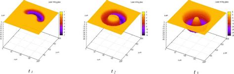 these computational simulations at three sequential times accurately