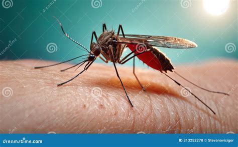 Mosquito On Human Skin A Close Up Capturing A Common Annoyance Stock Image