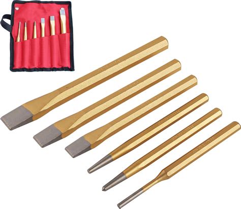 ZFbabe 6 Pcs Cold Chisel Set Flat Chisel Center Chisel Punch And Chisel Set Rock Chisel