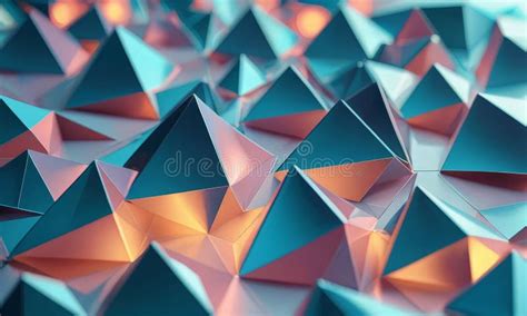 3d Complex Arrangement Overlapping Triangular Shapes In Various Shades Blue Pink And Orange