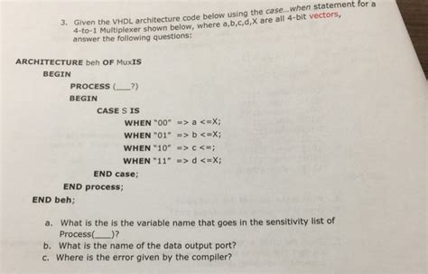 Solved Given The VHDL Architecture Code Below Using The Chegg