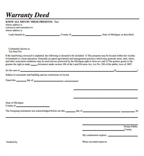 Free Printable Warranty Deed Form Printable Forms Free Online