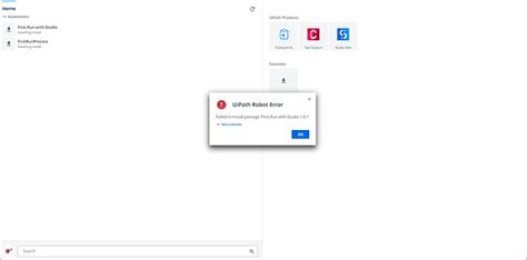 UIPATH Robot Error Failed To Install Package First Run With Studio Orchestrator UiPath