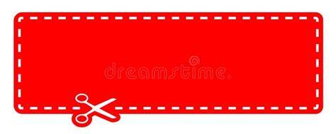 red scissor coupon rectangle frame stock vector illustration of