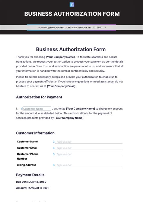 Free Business Authorization Form Template To Edit Online