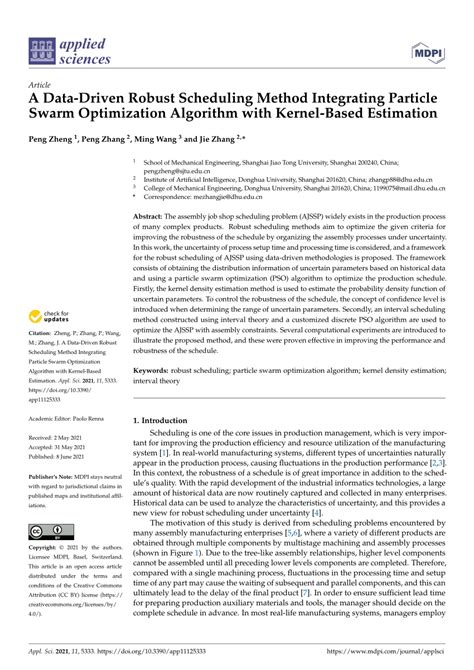 Pdf A Data Driven Robust Scheduling Method Integrating Particle Swarm Optimization Algorithm
