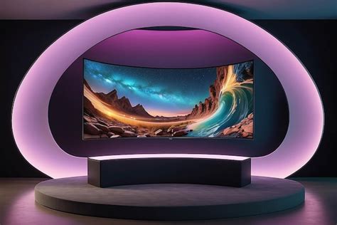 Premium Photo Digital Art On A Curved Oled Display With Surround Sound In An Immersive