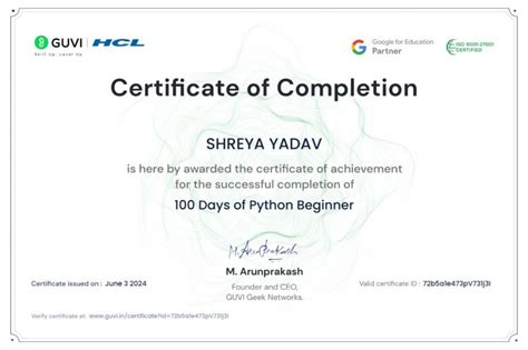 Shreya Yadav On Linkedin Guvi Hcl Python Edtech Learning Coding