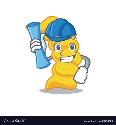 Architect Fusilli Pasta Character Cartoon Vector Image