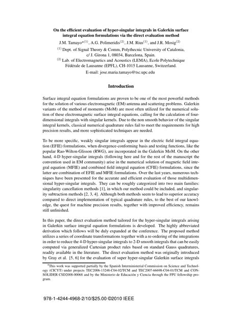 pdf on the efficient evaluation of hyper singular integrals in