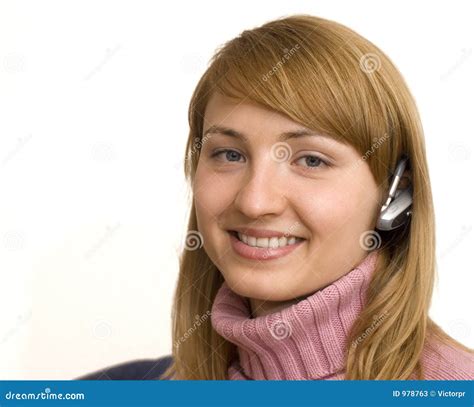 Bluetooth Girl Stock Image Image Of Help Blond Administration 978763
